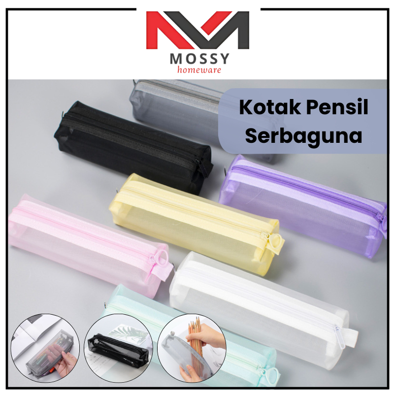 Jual MOSSY Kotak Pensil Nylon Transparan / Tempat Stationery Jaring ...