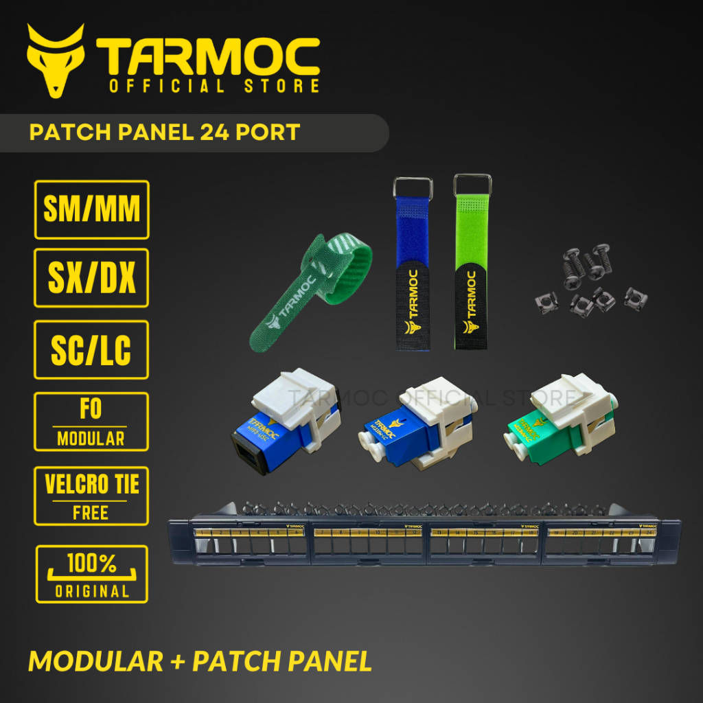 Jual Tarmoc TFA-PP1U-24PM6 | Patch Panel 24 Port Fiber Optic FO LENGKAP ...