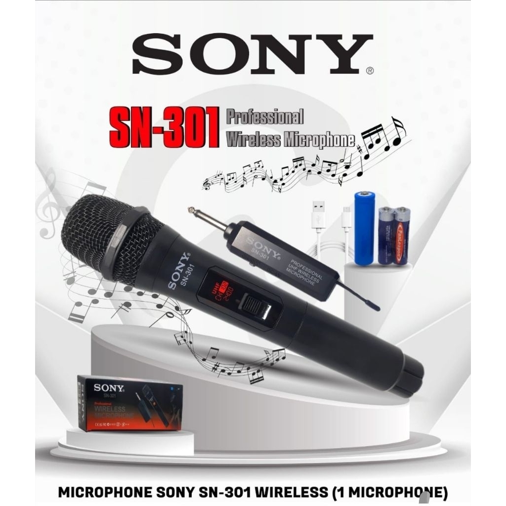 Jual Mic Microphone Mikrofon Wireless SONY SN 301 (1 Mic) SN 302 (2 Mic) Mic Microphone Mikrofon ...