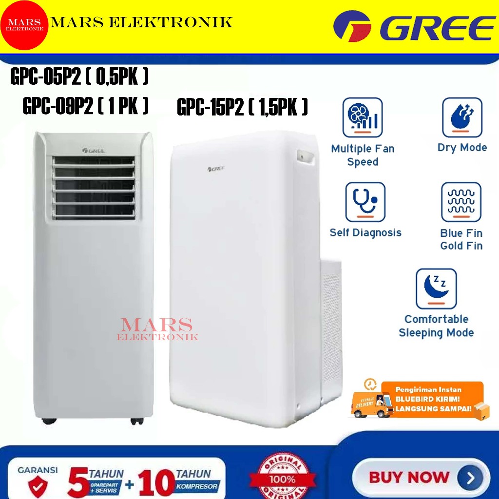 Jual AC GREE PORTABLE GPC-05P2 / GPC-09P2 / GPC-12P2 ( 0,5PK / 1 PK / 1 ...