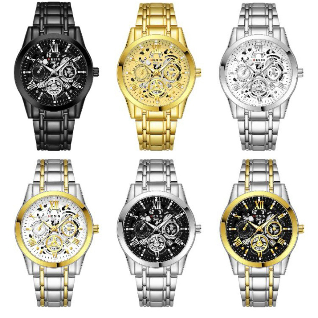 Jual (H&S)Jam Tangan Pria Fashion Hesin 501 Tanggal Aktif Strap Rantai ...