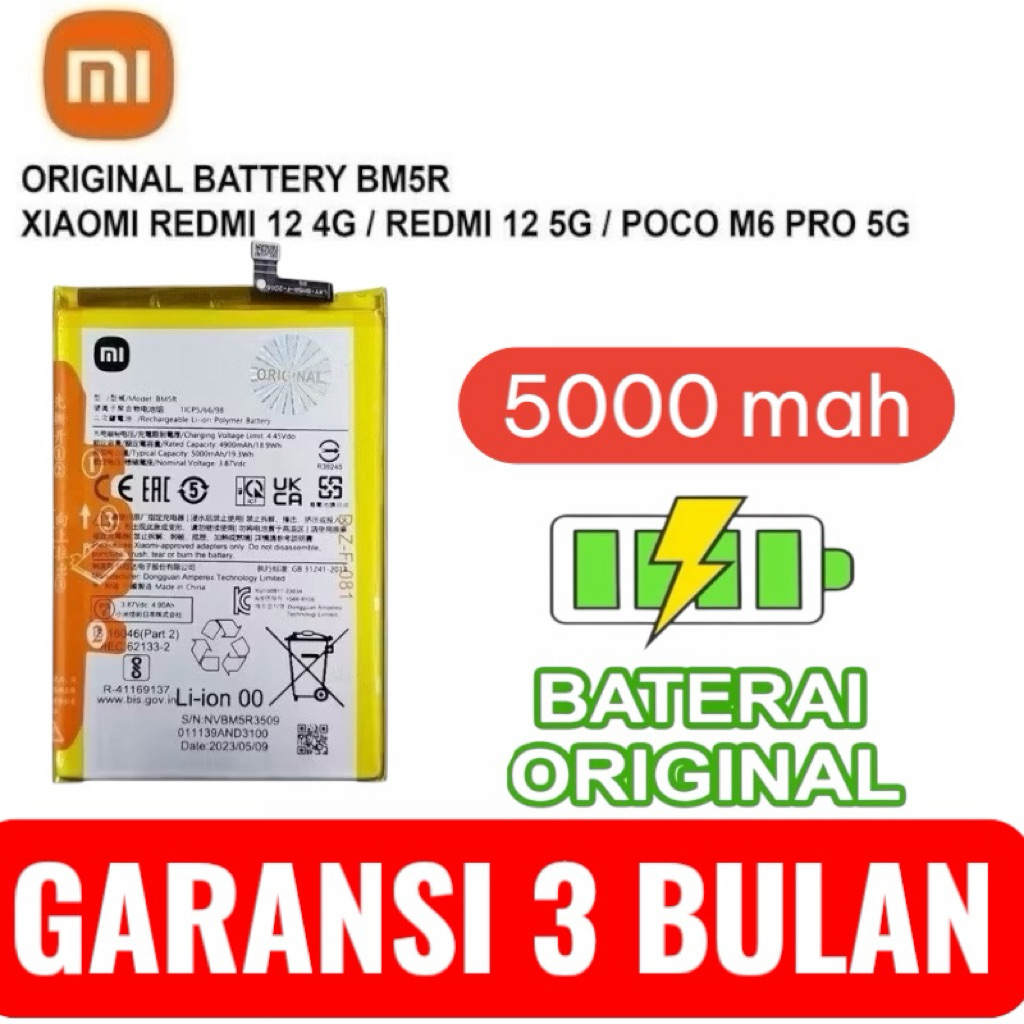 Jual Baterai Batre Battery Xiaomi BM5R Redmi 12 4G / Redmi 12 5G / Poco ...