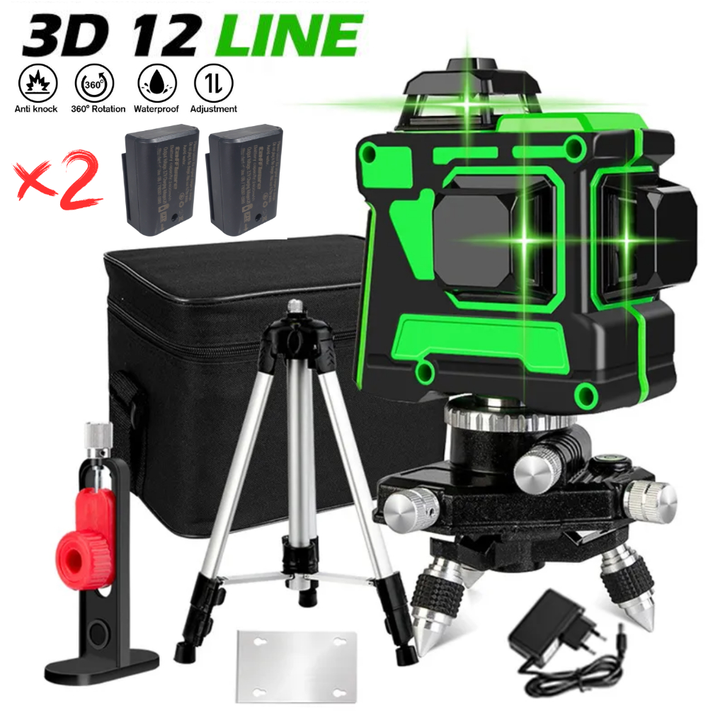 Jual COD Taffware Hilda Laser Level 12 Line 3D Tukang Bangunan + Tripod ...