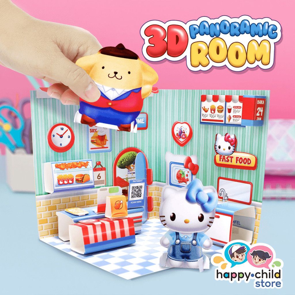 Jual Mainan Paperdoll 3D Room Panorama Karakter Kartun Sanrio Momo ...