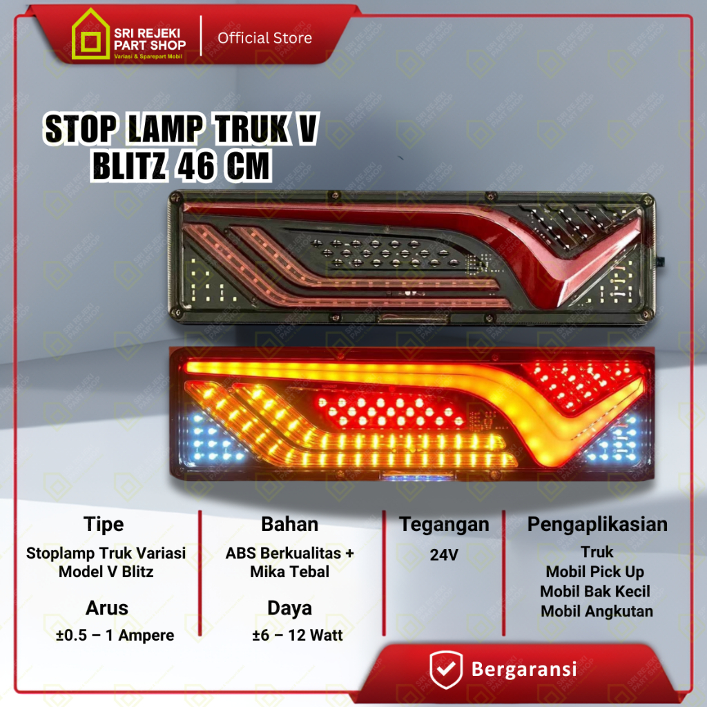 Jual Running Stop Lamp Truk Variasi 46 CM Model V Blitz 12 - 24 Volt ...