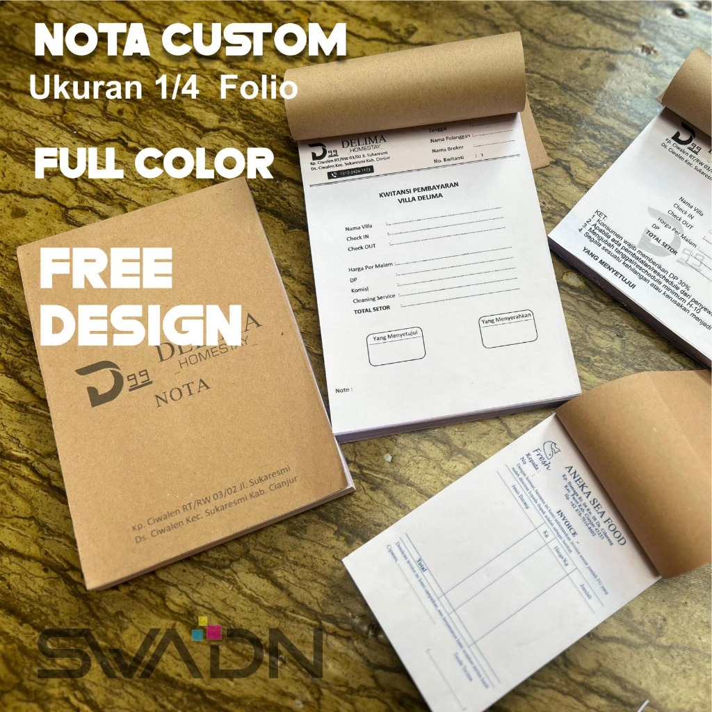 Jual Cetak Nota Custom Ukuran 1/8 8 x 10 cm 1 ply Gratis Desain Bisa ...