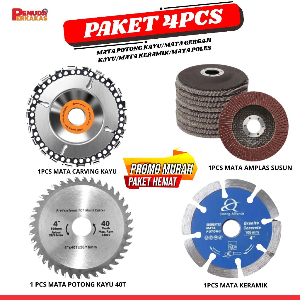 Jual PAKET Komplit Mata Potong Gerinda Besi/Kayu/Keramik/Poles Amplas ...