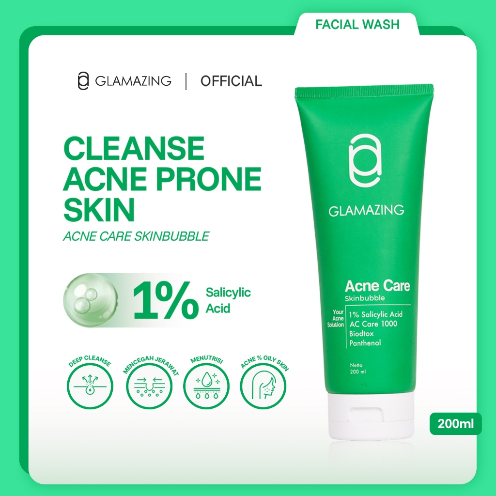 Jual GLAMAZING Skinbubble Acne Care 200 ml – Facial Wash dengan AC Care ...