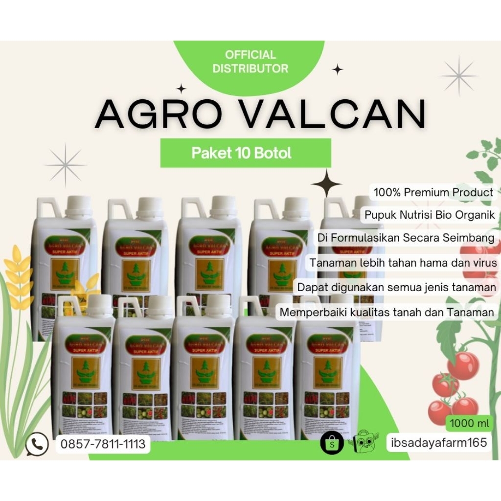 Jual Pupuk Bio Organik AGRO VALCAN (10 Botol) | Shopee Indonesia