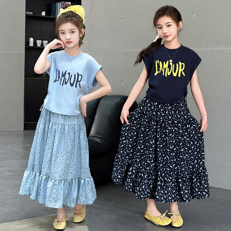 Jual QueenGirl - SETELAN ROK LILY MOTIF BUNGA UNTUK USIA 4-15 TAHUN ...