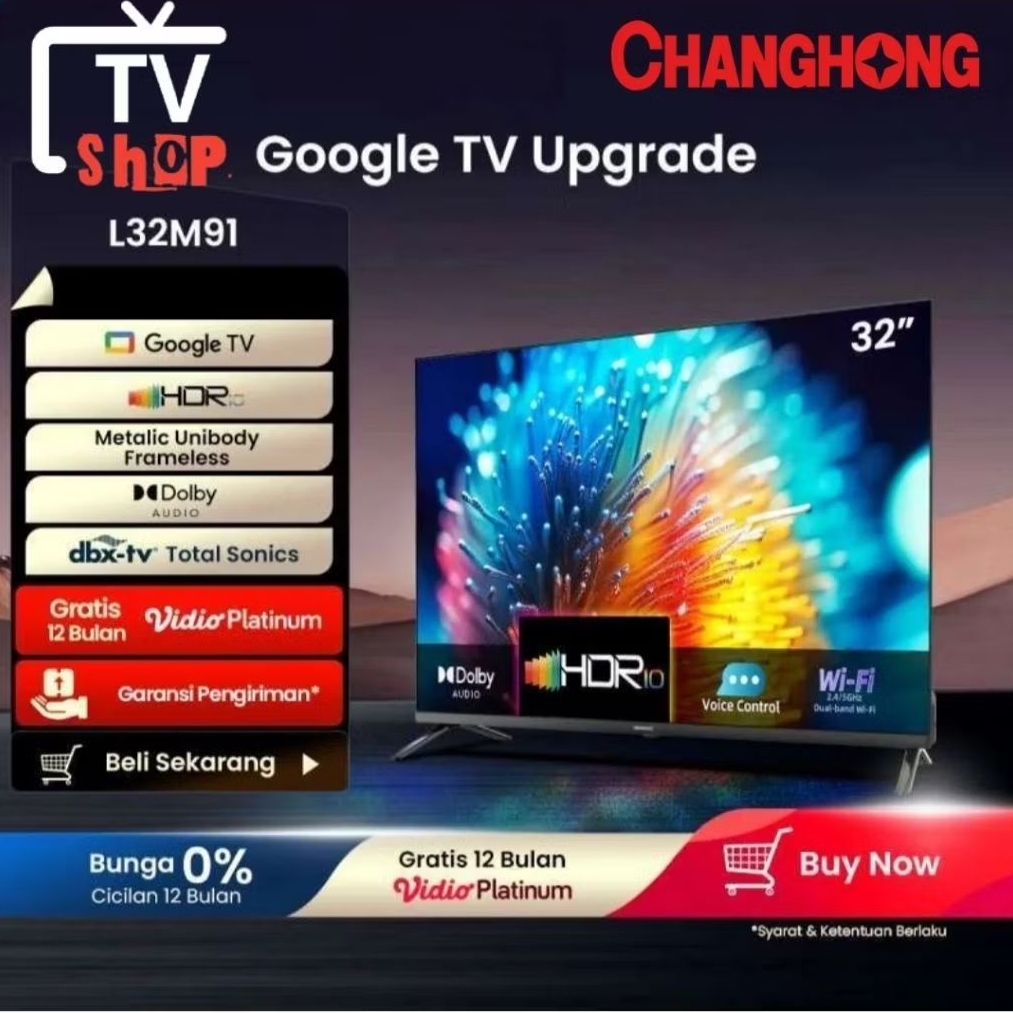 Jual LED TV CHANGHONG 32 INCH M91 GOOGLE TV L32M91 | Shopee Indonesia