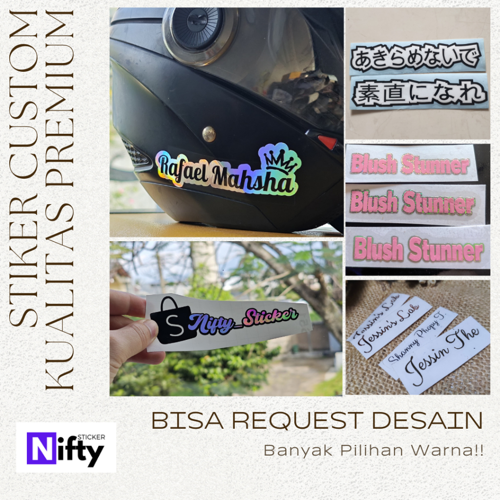 Jual Stiker Nama Custom Cutting - Bahan oracal warna Solid Hologram ...
