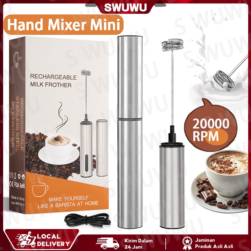 Jual Hand Mixer Mini Rechargeable Milk Fother /Stainless Pembuih ...