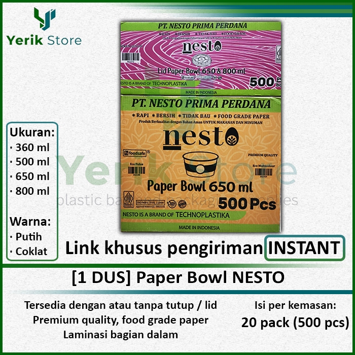 Jual [INSTANT] [1 DUS] Paper Bowl NESTO 800 650 500 360 RICE MANGKOK ...