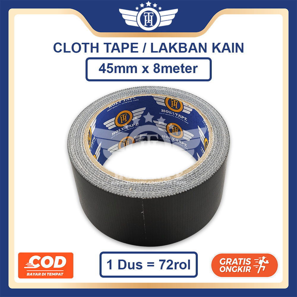 Jual LAKBAN KAIN HITAM CLOTH TAPE HITAM 2 INCH X 8 METER HOLYTAPE ...