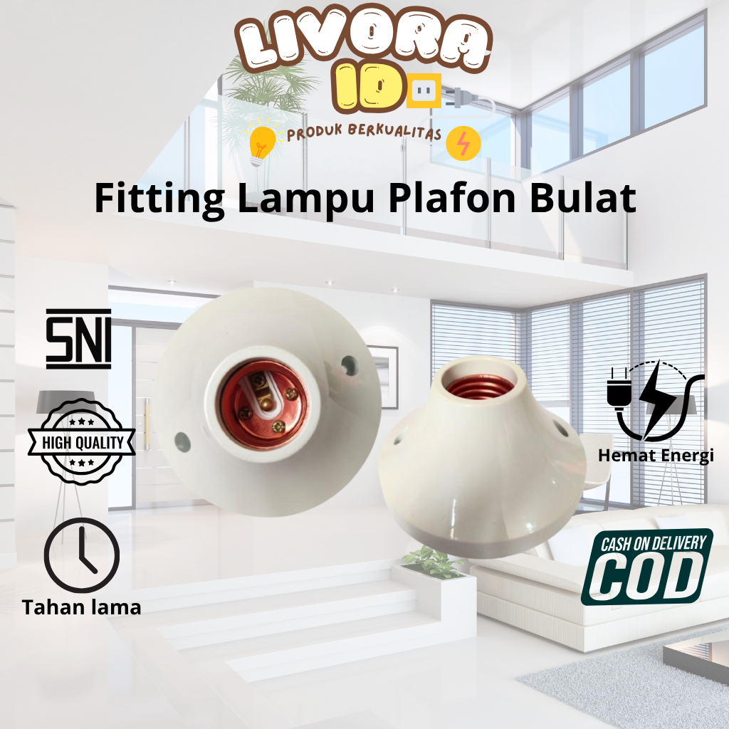 Jual Fitting Lampu Plafon Bulat / Fitting Plafon Bulat - Fitting Plafon ...