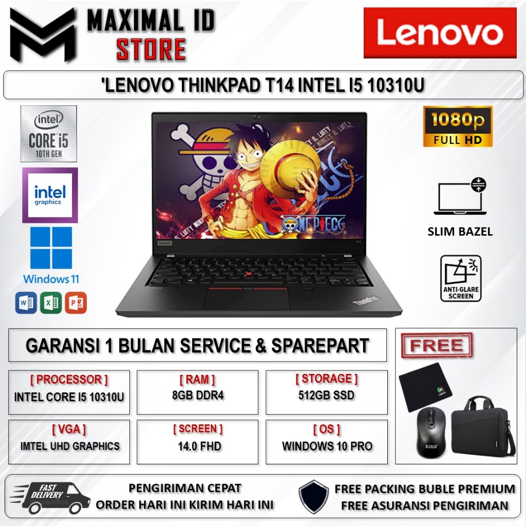 Jual Laptop ThinkPad T14s Gen 2 Intel Vpro i7 10510U 32GB ssd 1TB FHD ...