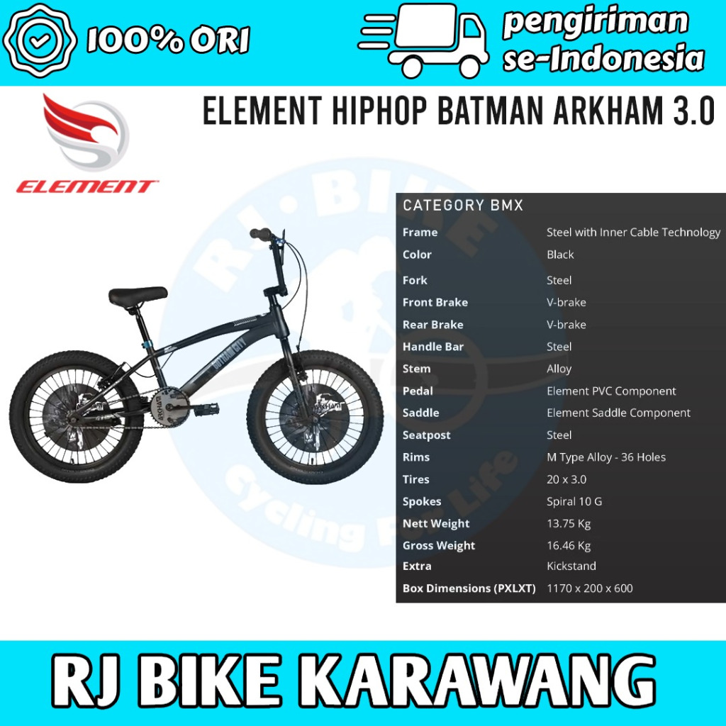 Jual SEPEDA BMX ELEMENT HIPHOP BATMAN ARKHAM 3.0 20 INCH NEW | Shopee ...