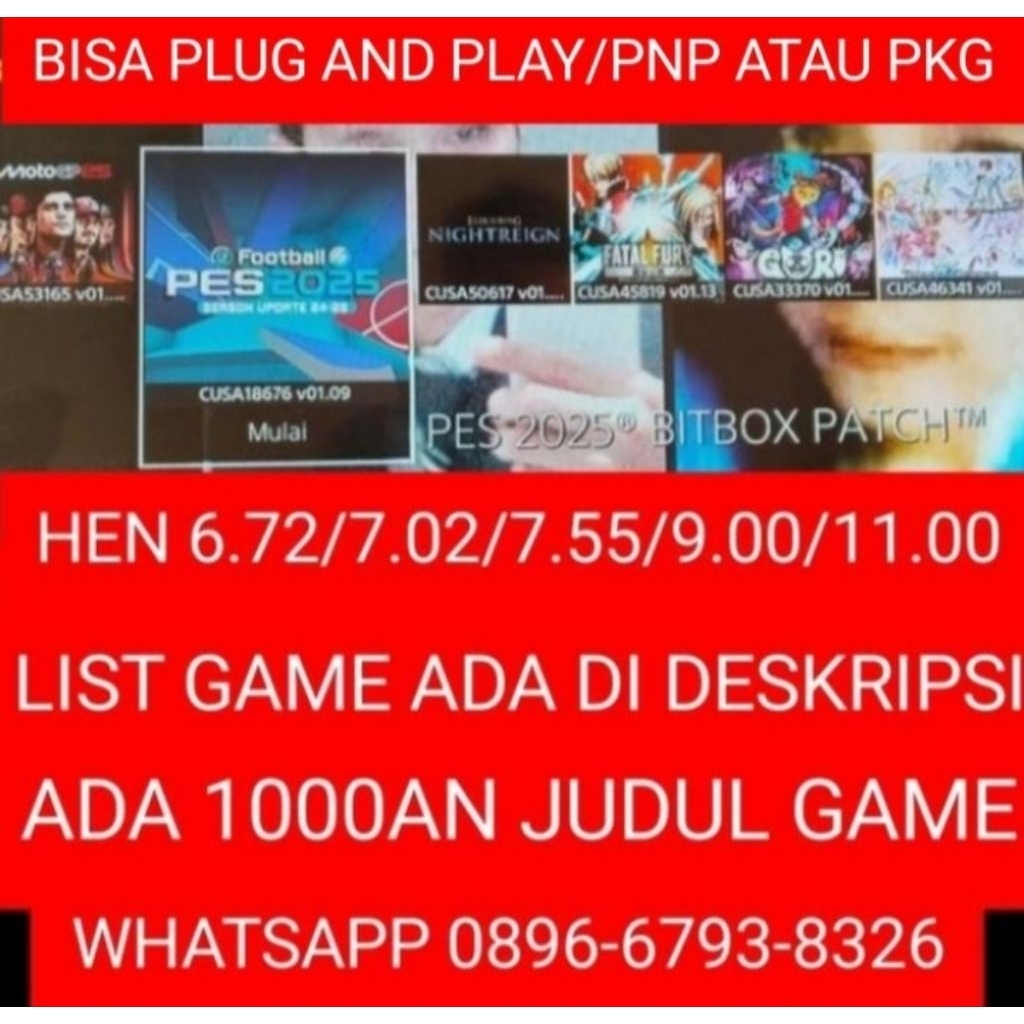Jual GAME PS4 HEN.PERGAME/SATUAN MINIMAL ISI 4 GAME.BISA REQUEST ...