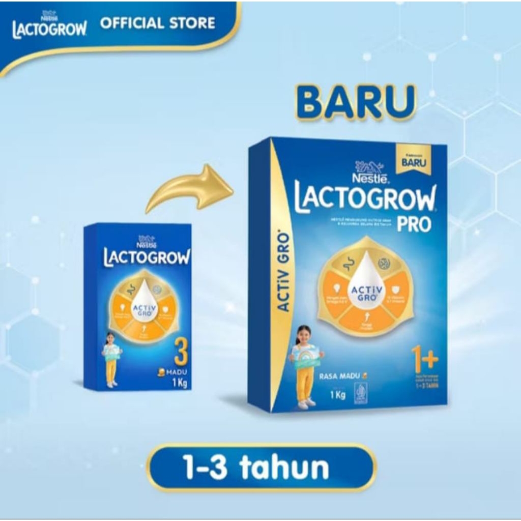 Jual LACTOGROW 1+ (1-3) ACTIVGRO 1KG (VANILA & MADU) | Shopee Indonesia