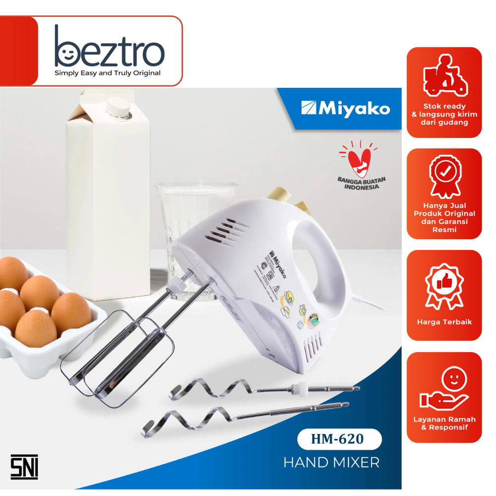 Jual Miyako Hand Mixer HM-620 Pengocok Pengaduk Kue Roti HM620 5 Speed ...