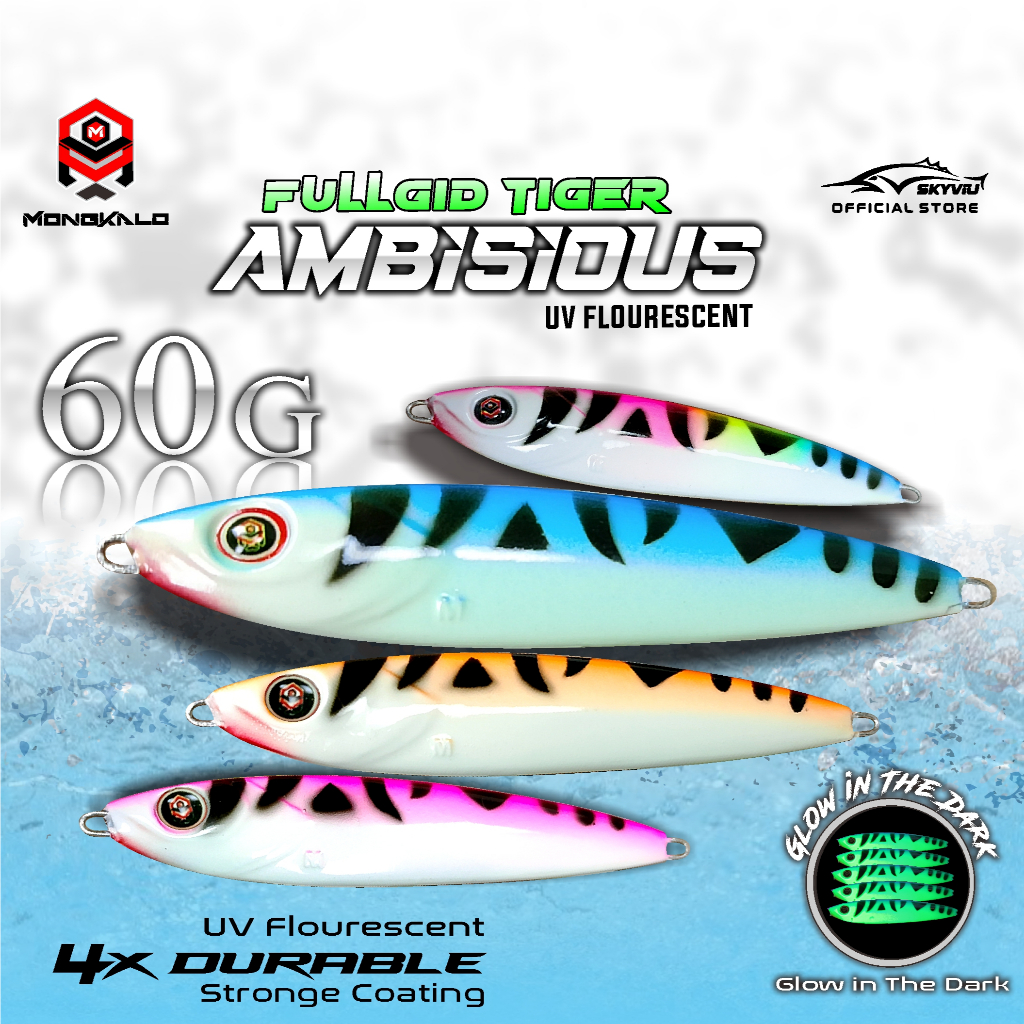 Jual Metal Jig 60 Gram MONGKALO AMBISIOUS GID TIGER UV FLOURESCENT ...