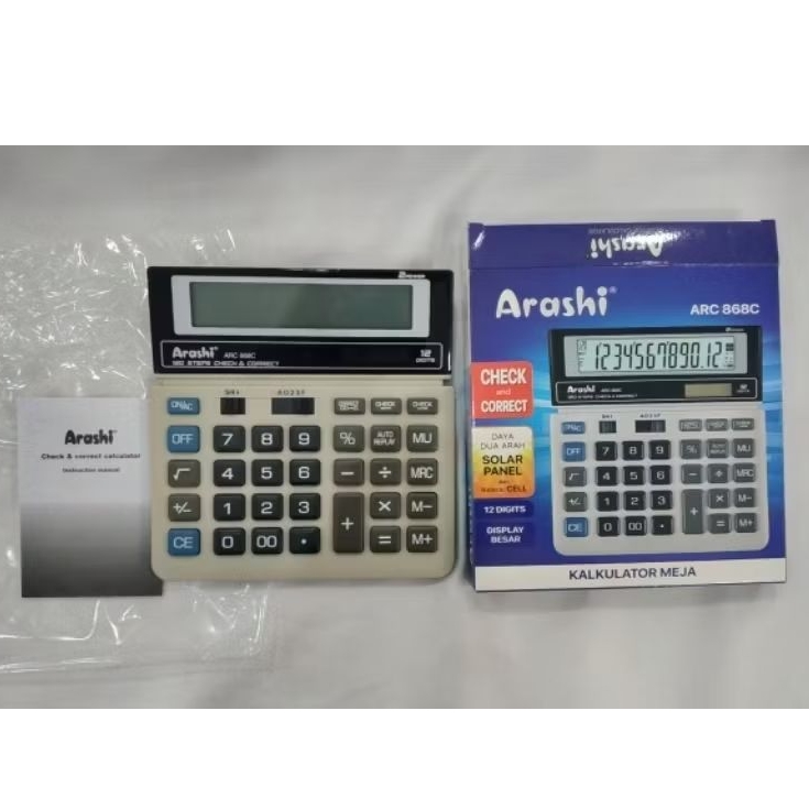 Jual Arashi Calculator ARC 868C - Kalkulator - 12 digits - Two way ...