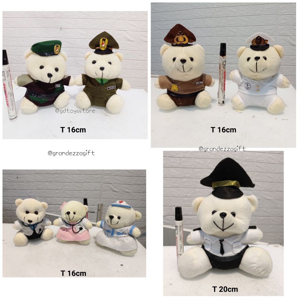Jual BONEKA BERUANG PROFESI TENTARA TNI POLISI PELAYARAN DOKTER PERAWAT ...