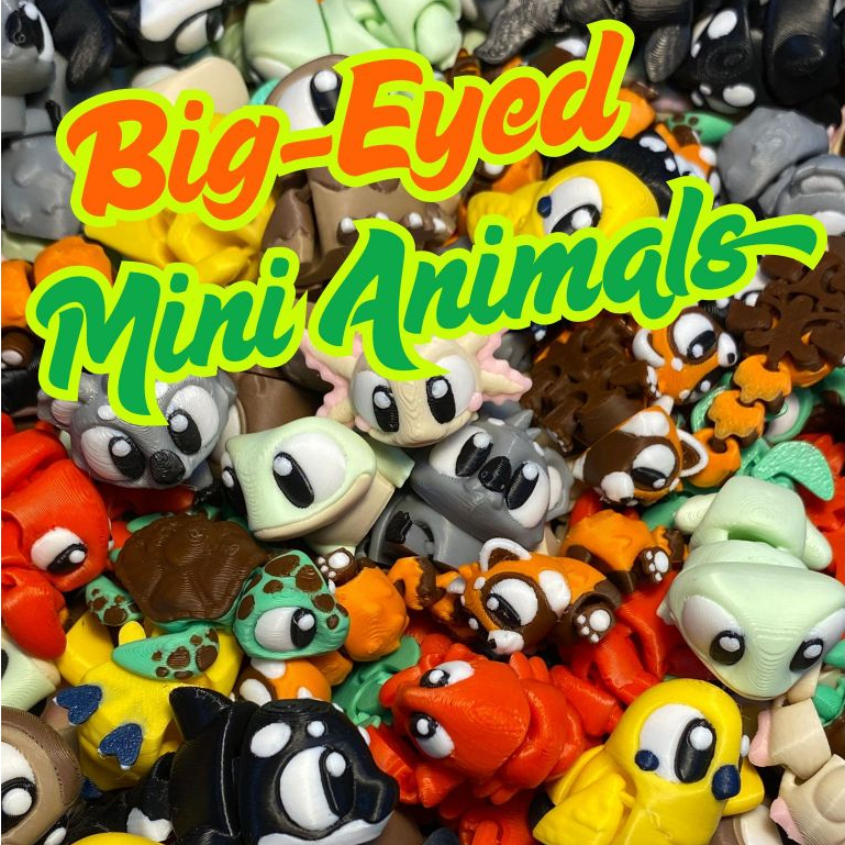 Jual Big-Eyed Animals Mainan Binatang Mini Artikulasi 3D Print Toys ...