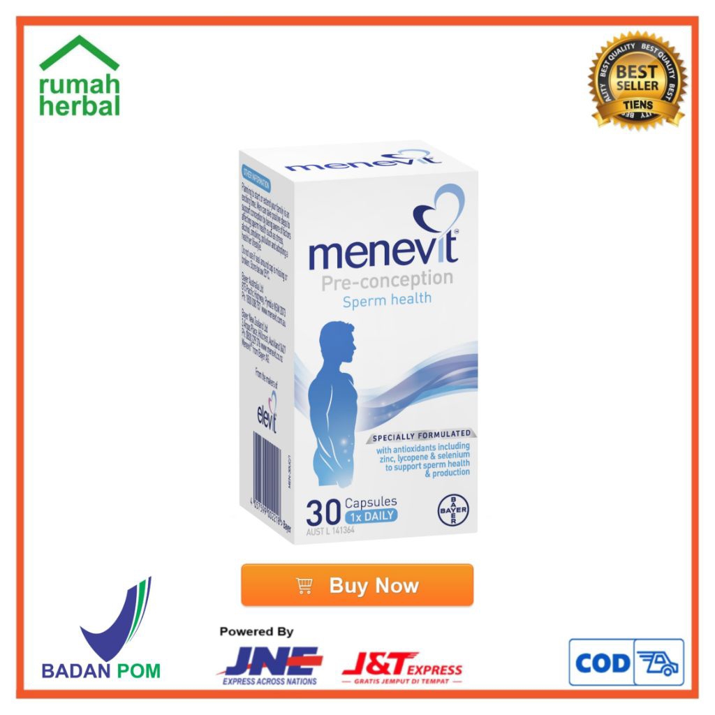 Jual Menevit Pre-conception Sperm Health Male Fertility Supplement 30 ...