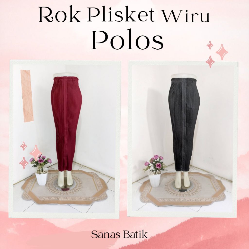 Jual Rok Plisket Polos Wiru Maroon Dan Hitam Polos Wiru Dan Non Wiru ...