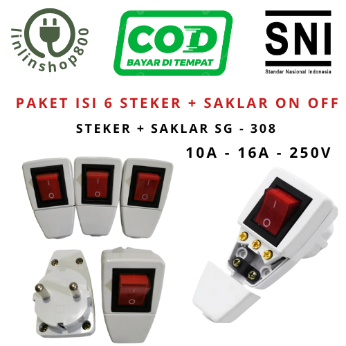 Jual PAKET ISI 6 STEKER + SAKLAR Lampu Colokan Saklar ON OFF TIPE SG ...