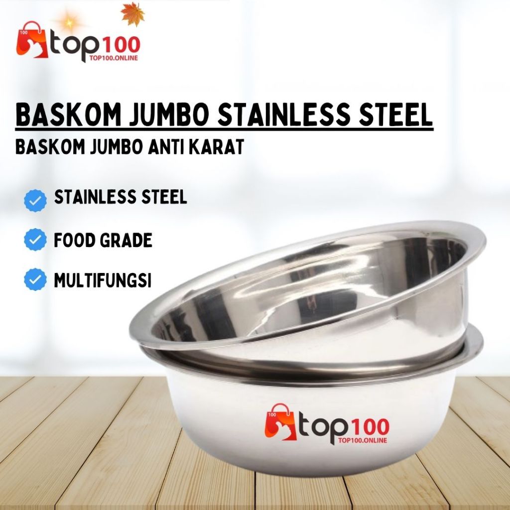 Jual Top100 - Baskom Jumbo Stainless Steel Food Grade / Basin Buah ...