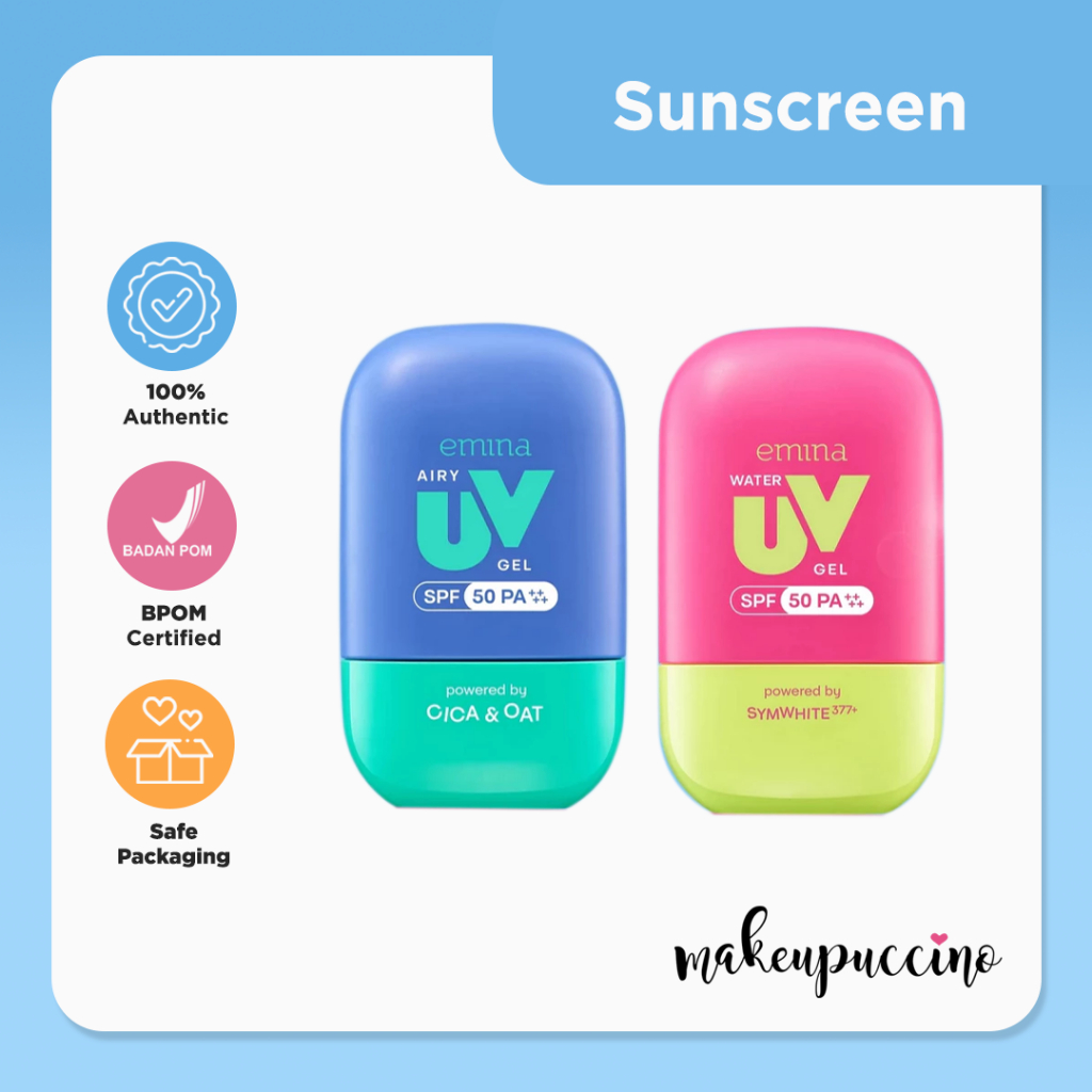 Jual Emina UV Gel Sunscreen SPF 50 PA++++ Series/ Airy UV Gel/ Water UV Gel | Shopee Indonesia