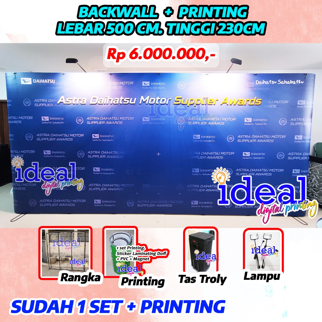Jual Backdrop seminar (500x230cm) virtual webinar portable backwall ...