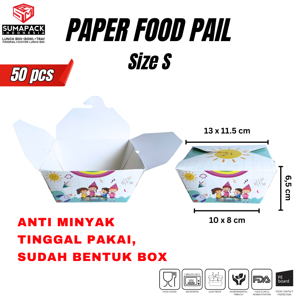 Jual Food Pail Anti Minyak isi 50 pcs Paper Rice Box Ivory Food Grade ...