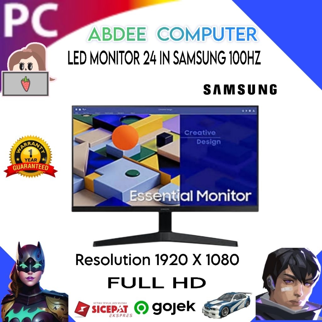 Jual Monitor Samsung 24" S24D300 FHD 100 Hz IPS 1920 X 1080 RESOLUTION ...
