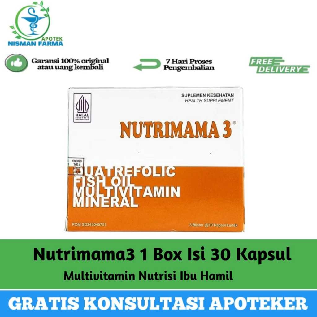 Jual Nutrimama 3 1Box Isi 30 Kapsul | Suplemen Bumil, Vitamin ibu hamil ...