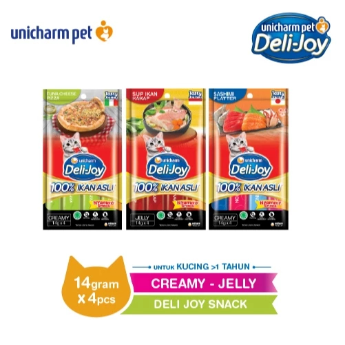 Jual Deli-Joy Snack Kucing Basah 14g - Tuna Cheese Pizza, Sashimi ...