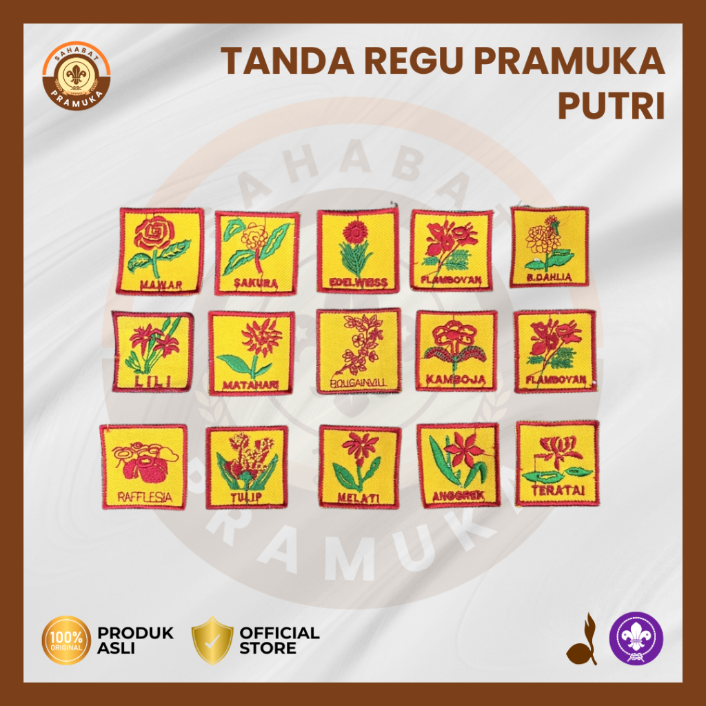 Jual TANDA REGU PRAMUKA PUTRI LENGKAP FULL BORDIR | TANDA REGU PRAMUKA ...