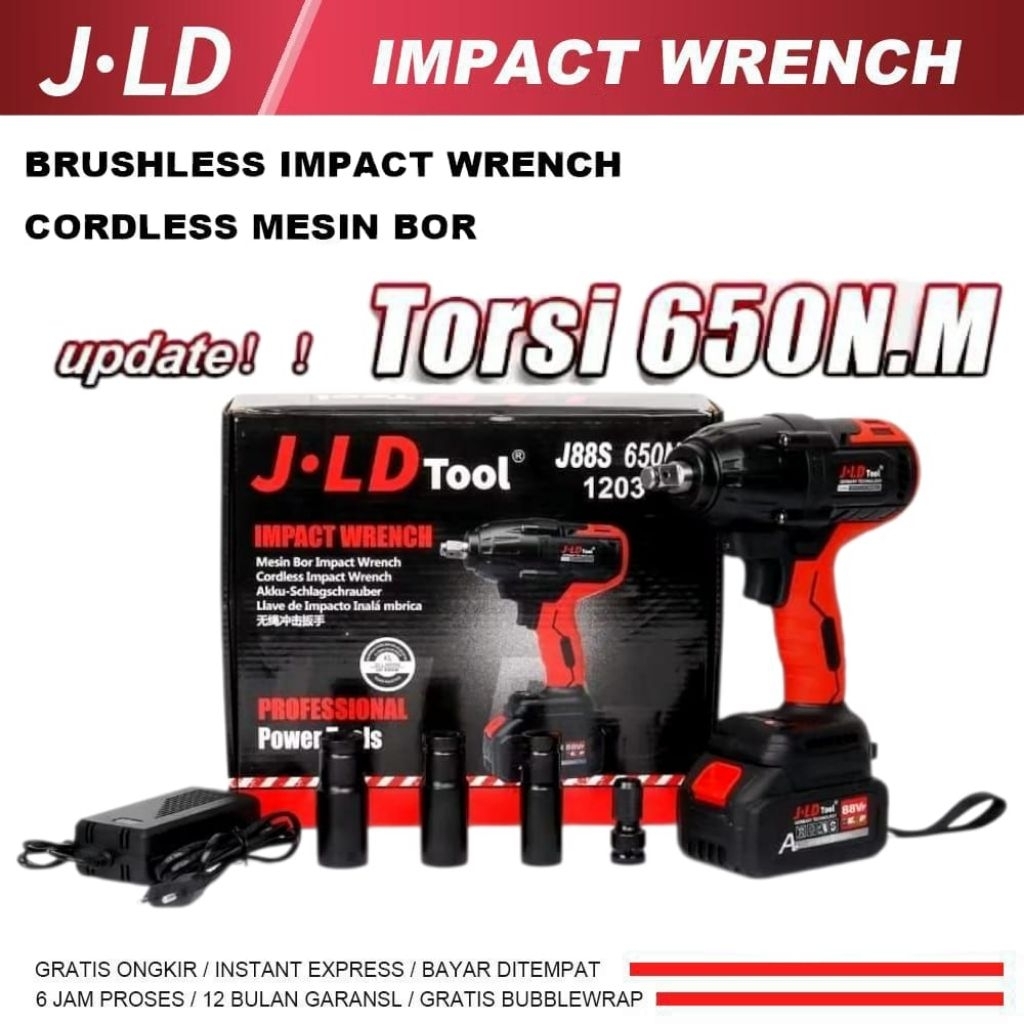 Jual JLD IMPACT WRENCH JUMBO JLD J-88S 650NM 1 BATERAI HEAVY DUTY JLD ...