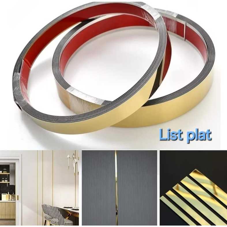 Jual 3M List Plat Strip Mirror Gold Stiker Besi Tahan Karat / Stainless ...