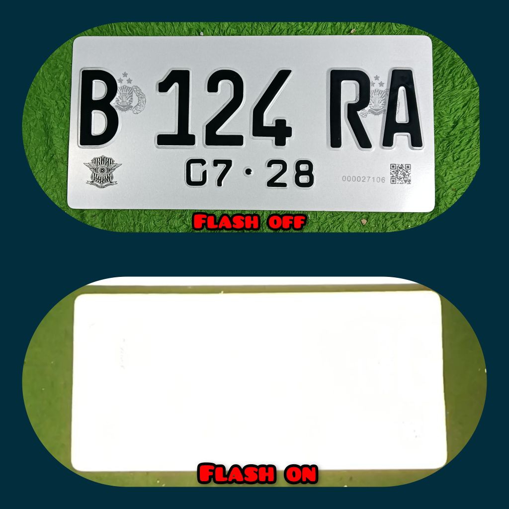 Jual plat mobil JDM full reflektif blank warna putih barcode QR 2 pcs ...