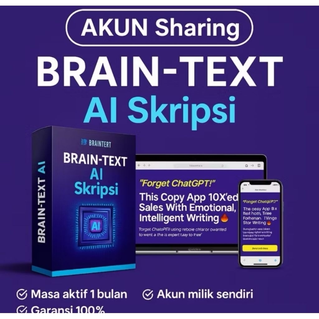 Jual MOK BRAINTEXT AI 10 Kali Lebih Cepat dan Canggih. Multi tools AI Populer Penulisan Lebih ...