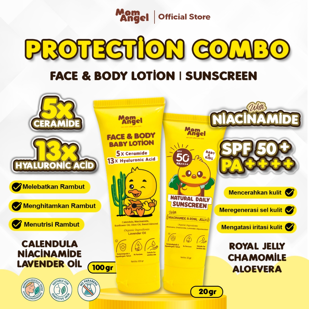 Jual MOM ANGEL BUNDLING PROTECTION COMBO Natural Daily Sunscreen Anak ...