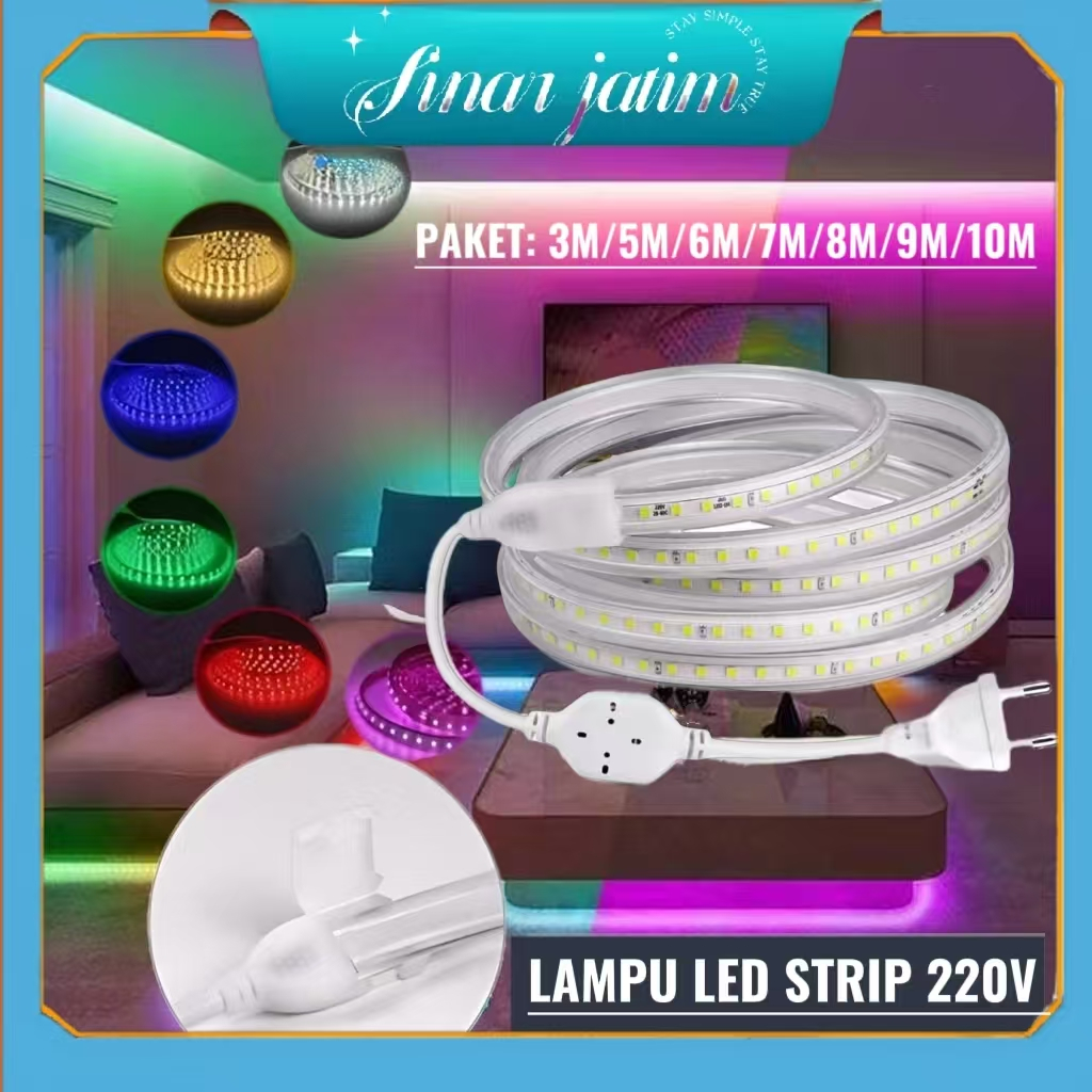 Jual PAKET Lampu Led Strip Selang 5050 5m 8m 10 meter (lampu strip+ ...