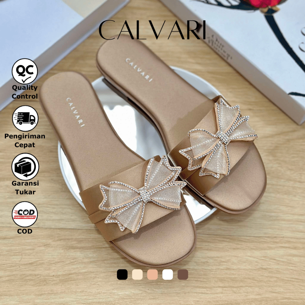 Jual CALVARI - KARLA Sandal Wanita Korea Teplek Casual Kekinian Size 36 ...