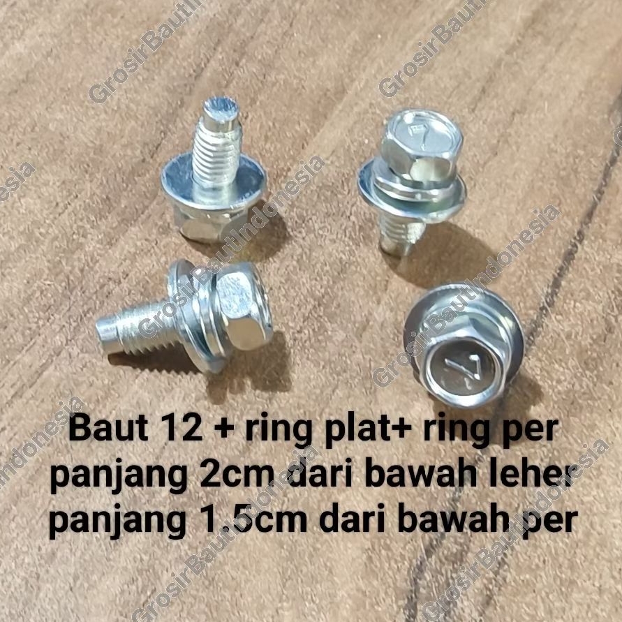 Jual (10 baut/ set 5baut+5mur) Baut Kunci 12 +ring plat+ring per ...