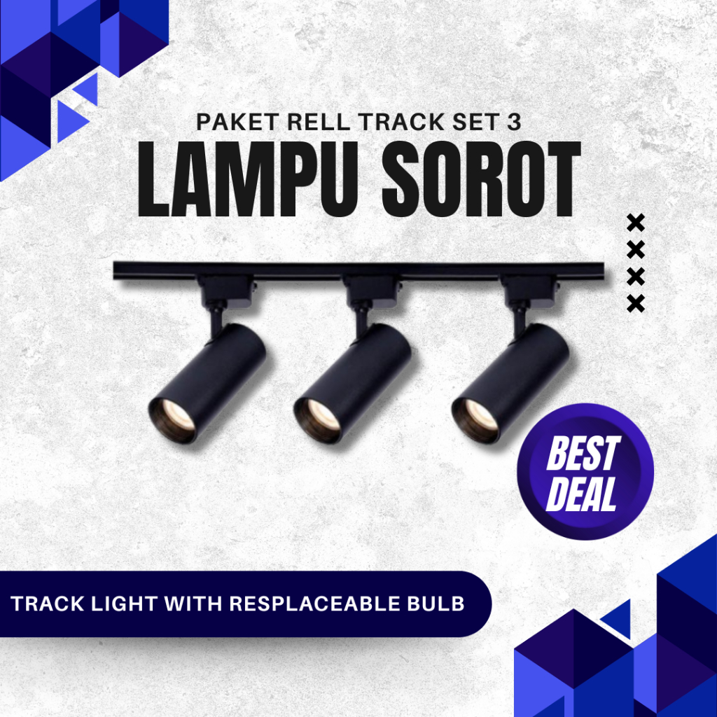 Jual Paket Set Lampu Isi 3 Lampu Rell Track Sorot LED Tracklight ...