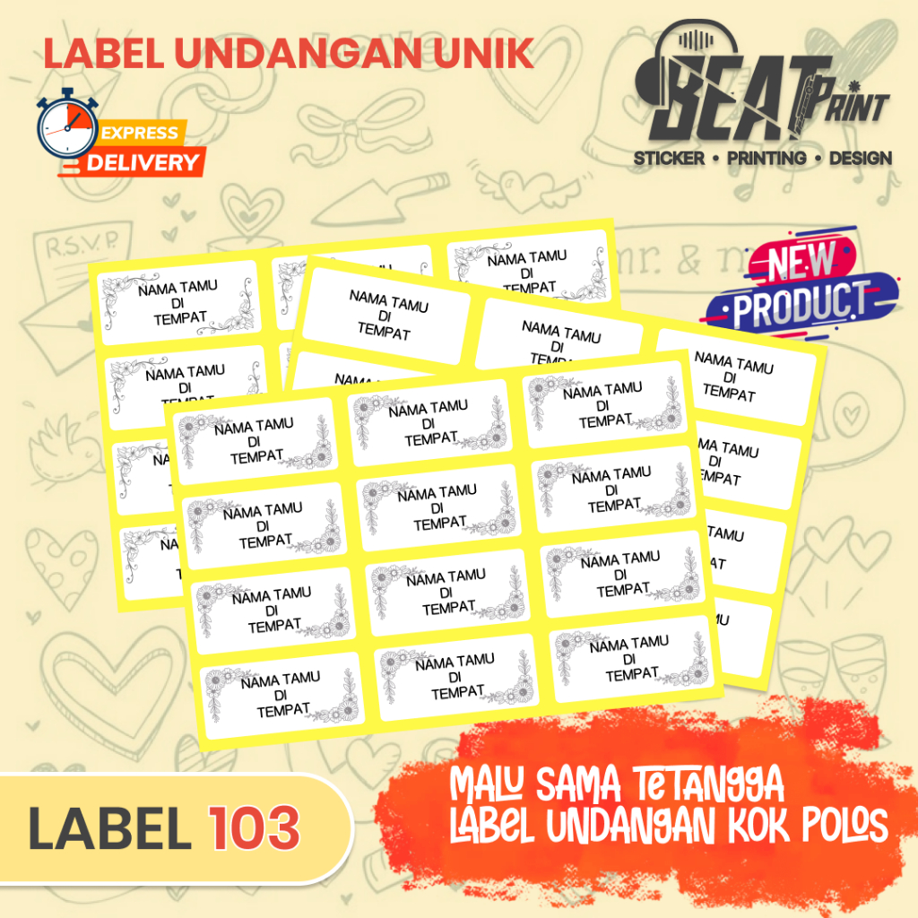Jual Stiker Label Undangan 103 – Cetak Nama Tamu Unik & Elegan | Beat ...